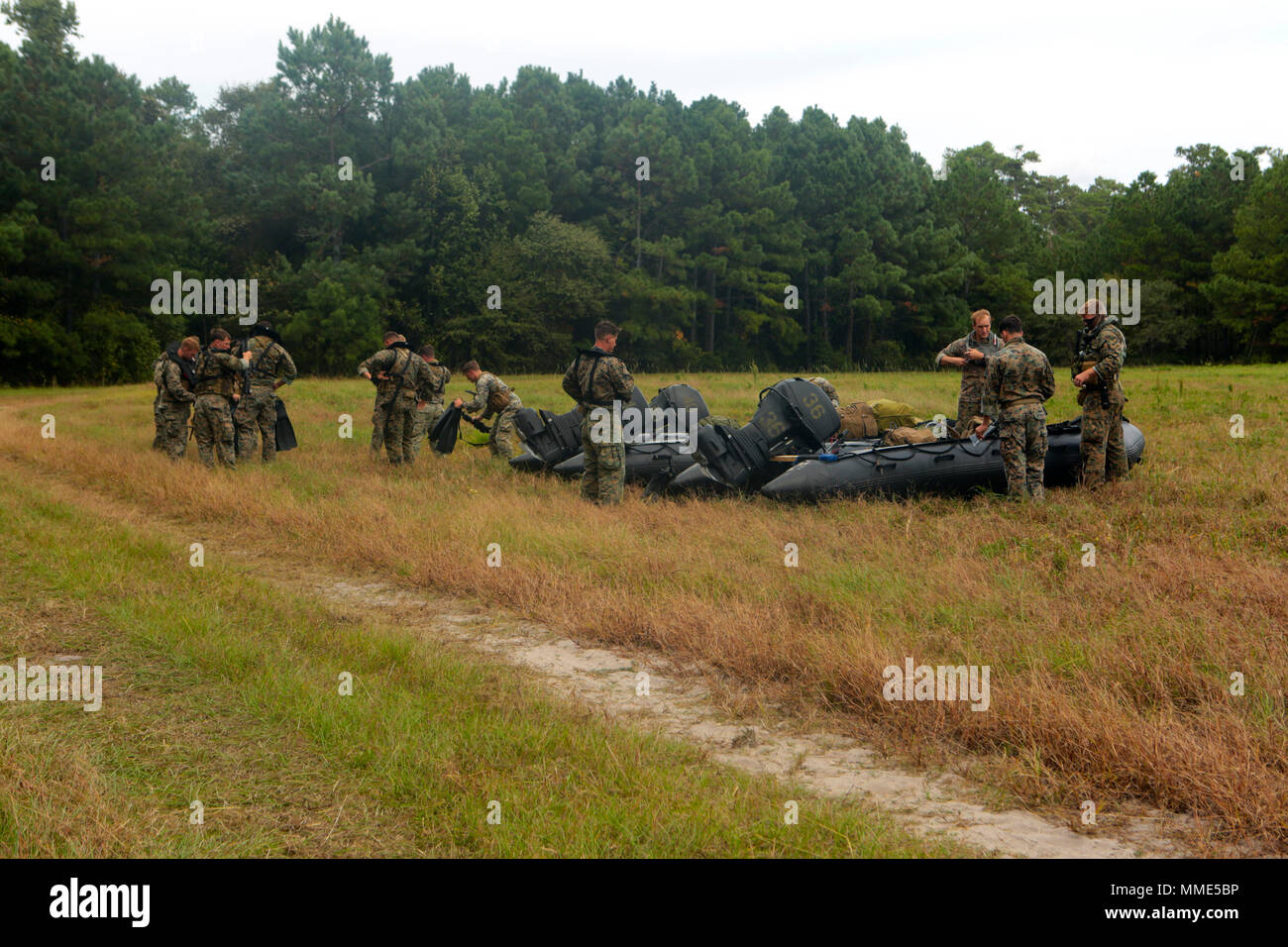 Marines prepare their gear for a helocasting operation at Camp Lejeune ...