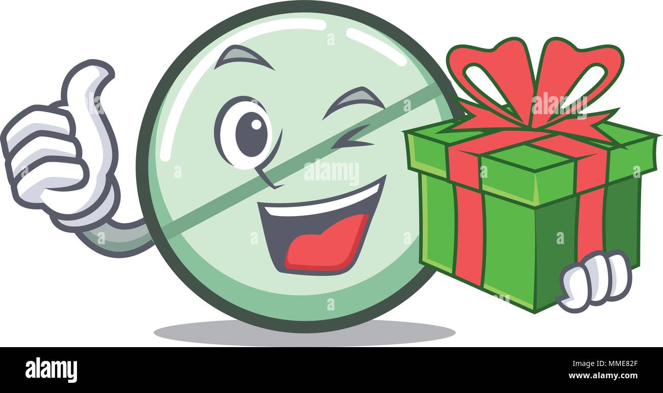 With gift drug tablet mascot cartoon Stock Vector Image & Art - Alamy