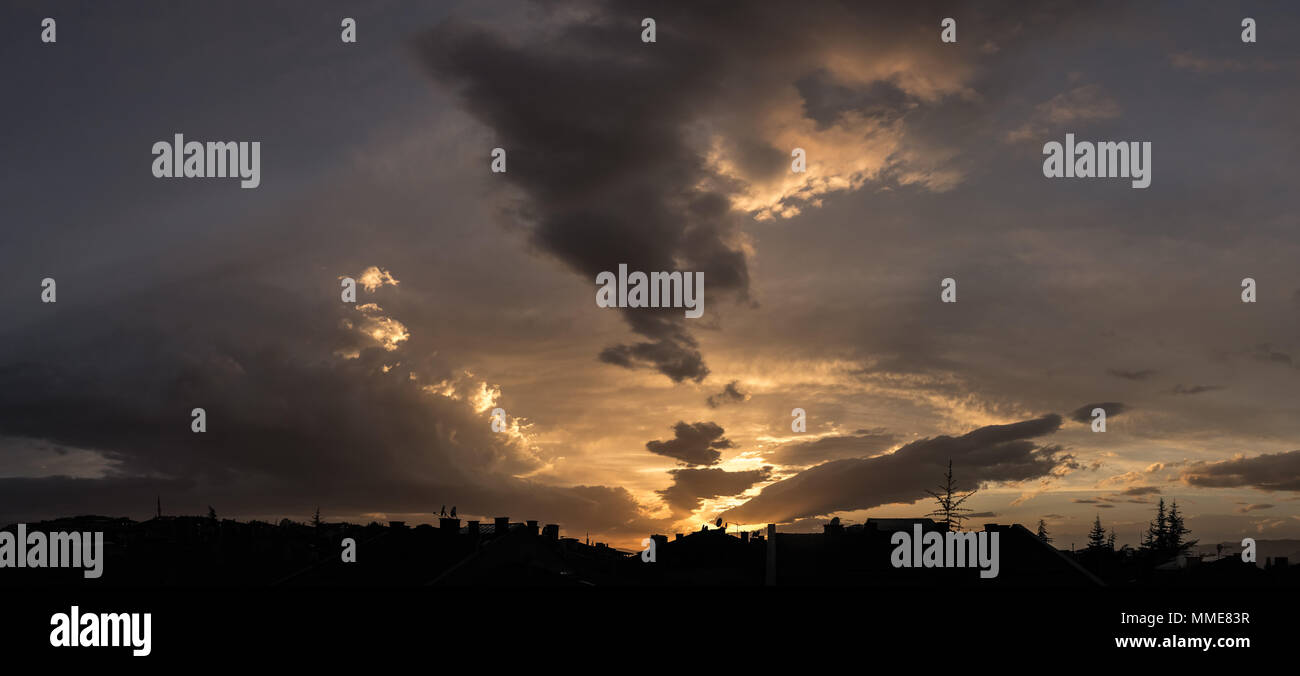 colorful cloudy panoramic sunsets from ankara turkey Stock Photo - Alamy