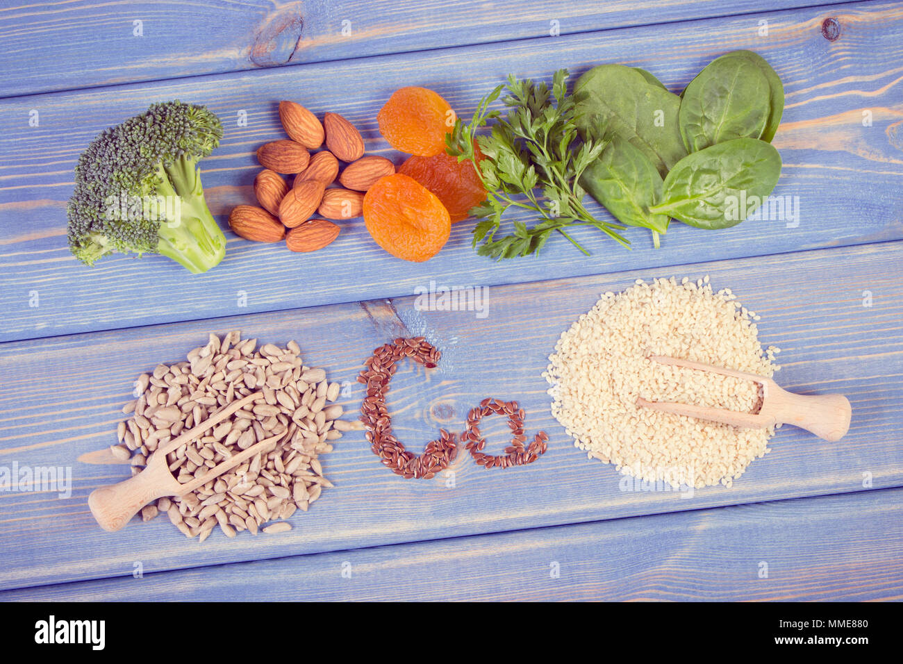 Vintage photo, Ingredients or products containing calcium and fiber ...