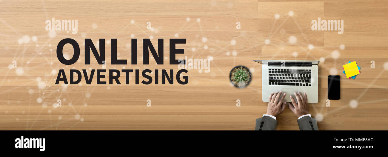 ONLINE ADVERTISING Business team work with financial reports banner ...