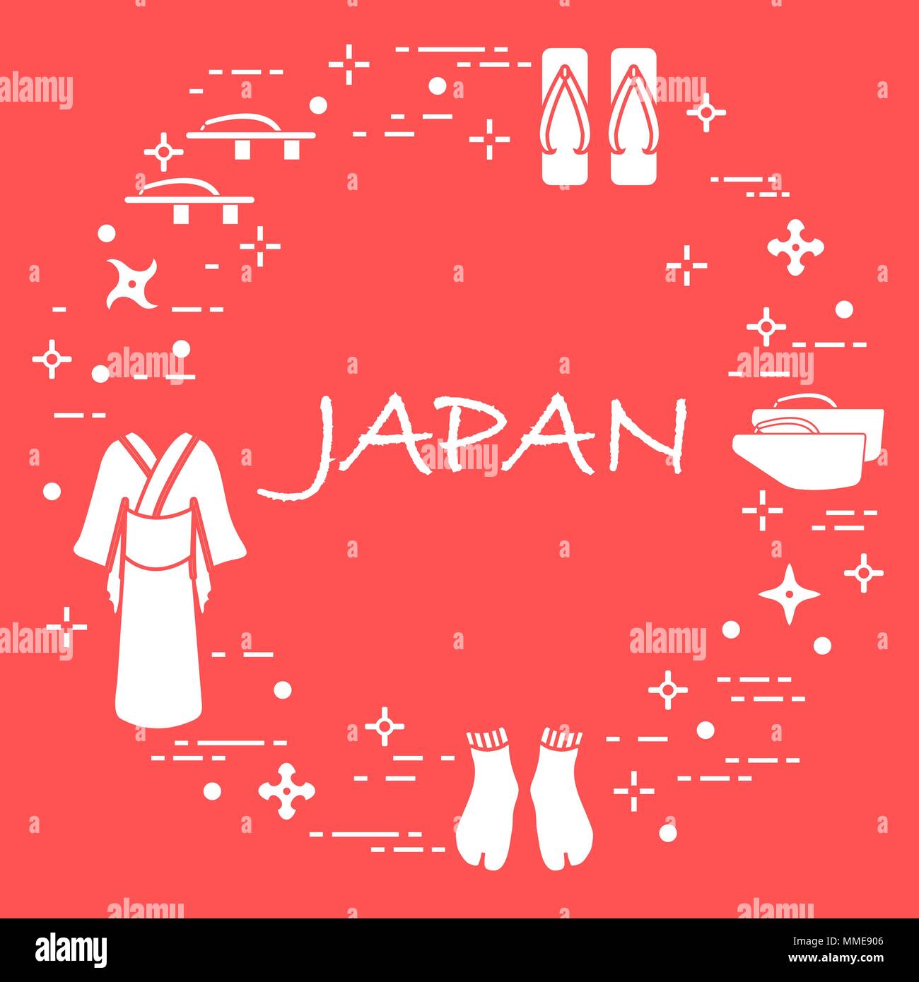 Traditional japanese clothing, shoes and shurikens. Japan traditional ...