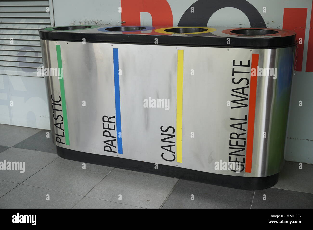 separated waste bins in Singapore Stock Photo - Alamy