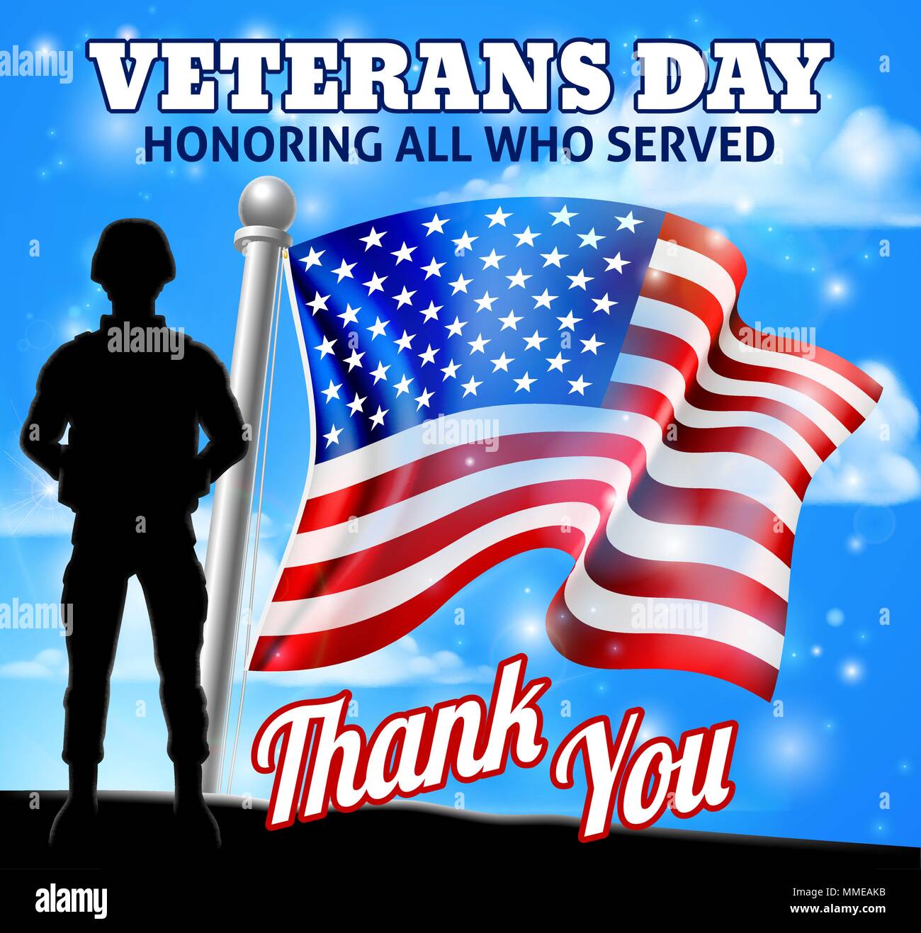 Veterans Day Patriotic Soldier American Flag Stock Vector Image & Art ...