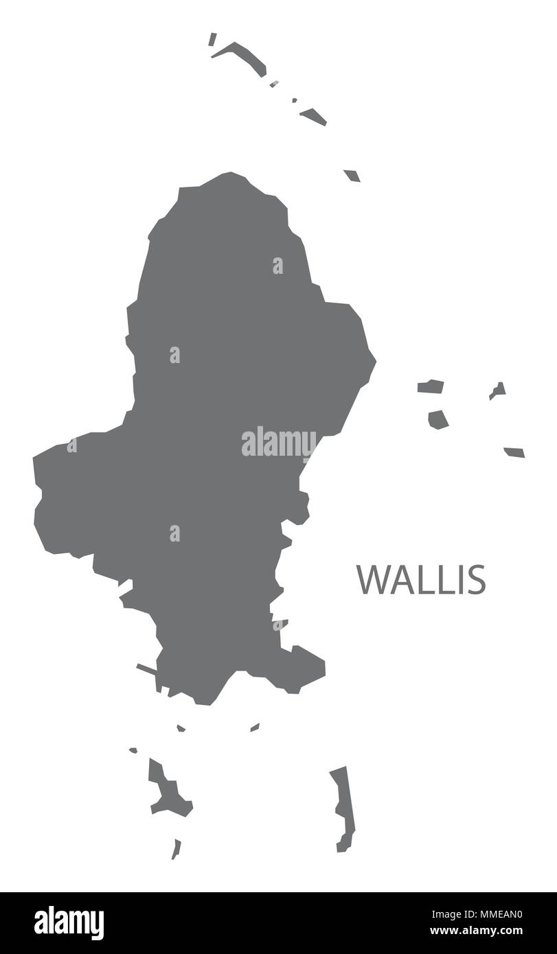 Wallis map of Wallis and Futuna grey illustration shape Stock Vector ...