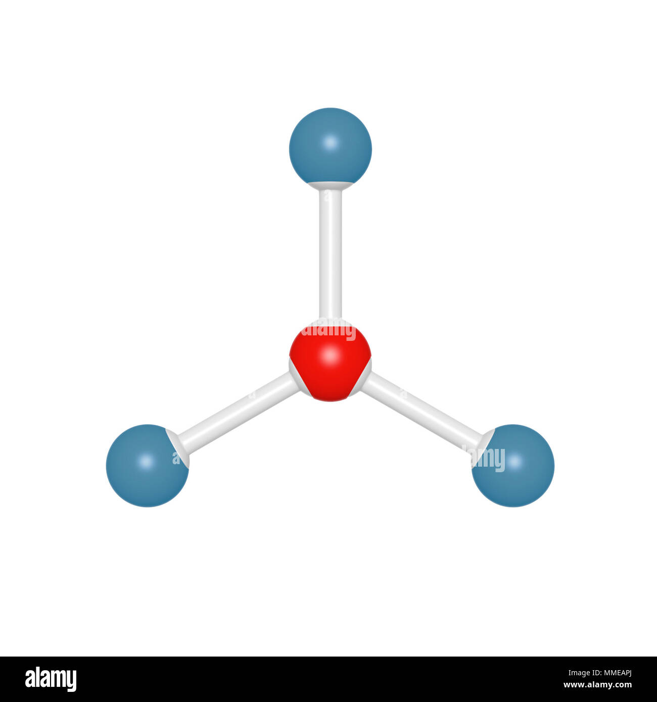 Molecule model of four atoms as simplified ammonia structure, 3D ...