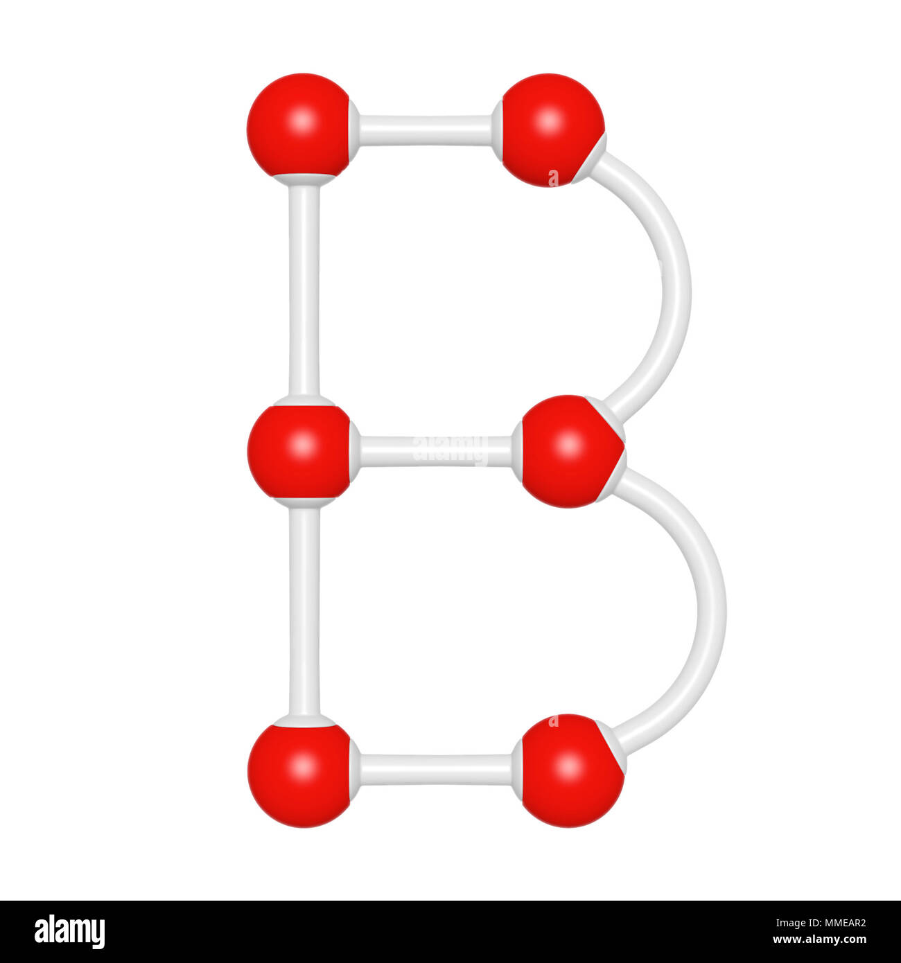 Molecule structure like capital letter B on white background, 3D ...