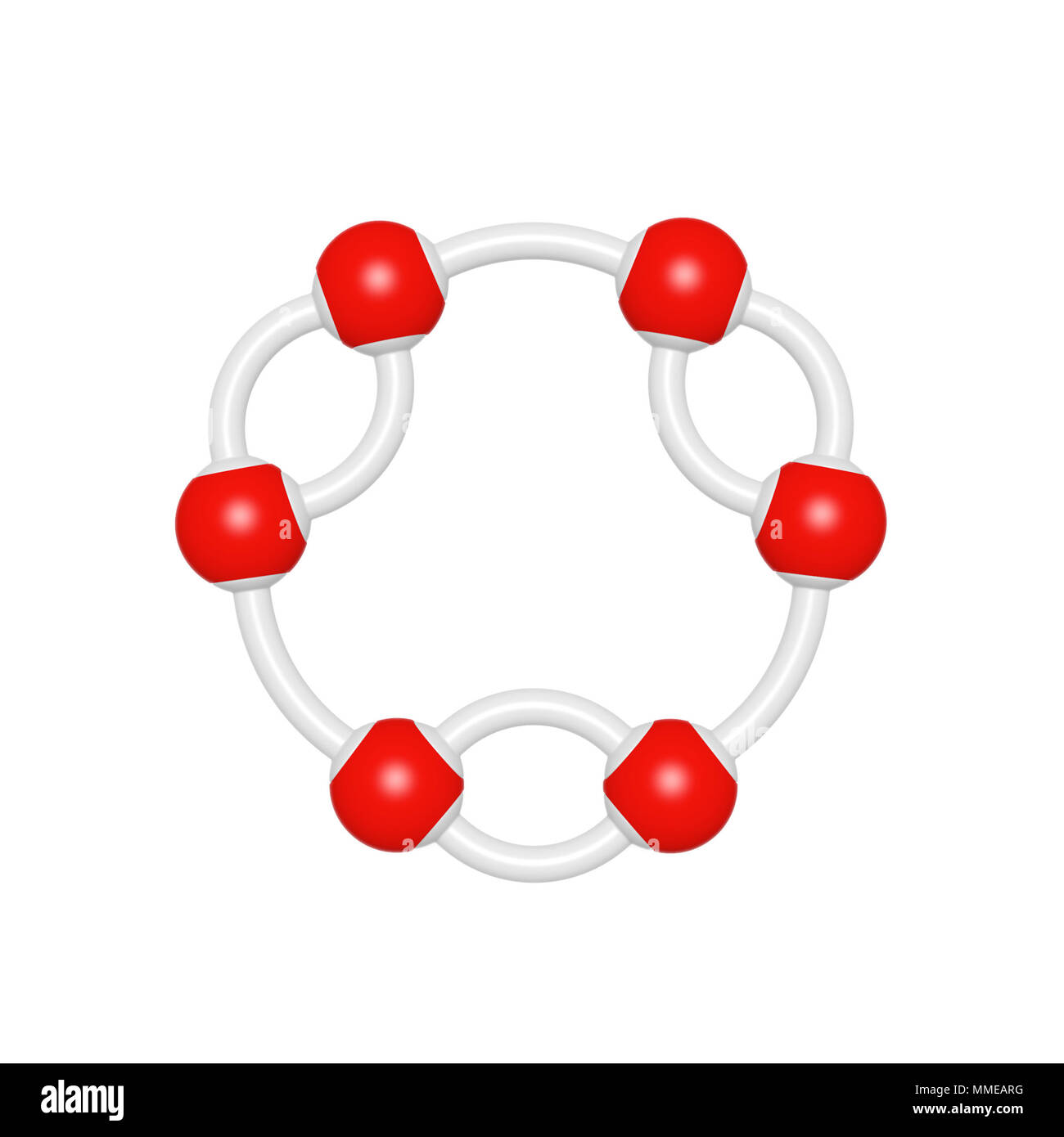 Smplified molecule model of benzene, 3D rendered object for education ...