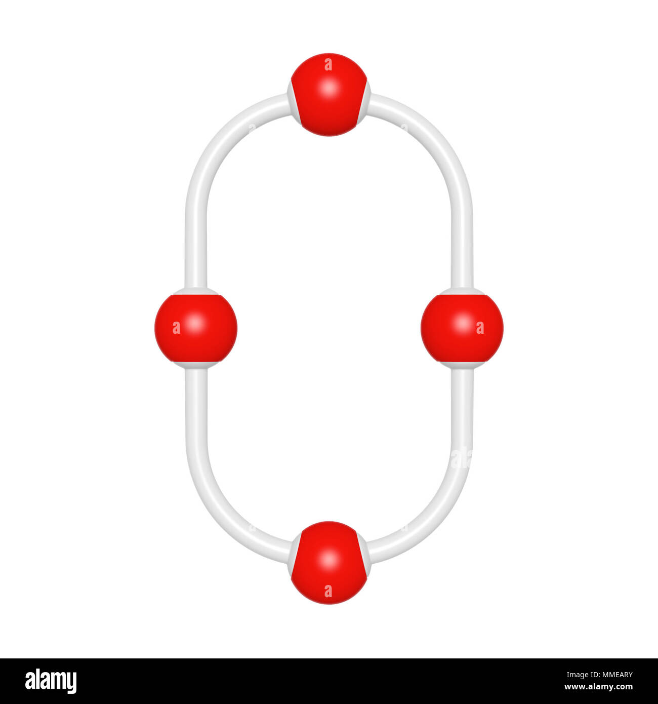 Molecule structure like mathematical digit 0 or zero on white ...