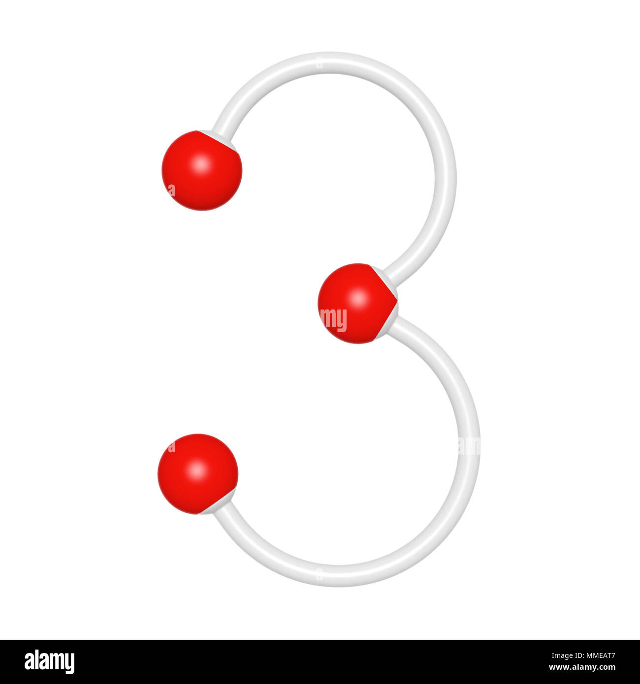 Molecule structure like mathematical digit 3 or three on white ...