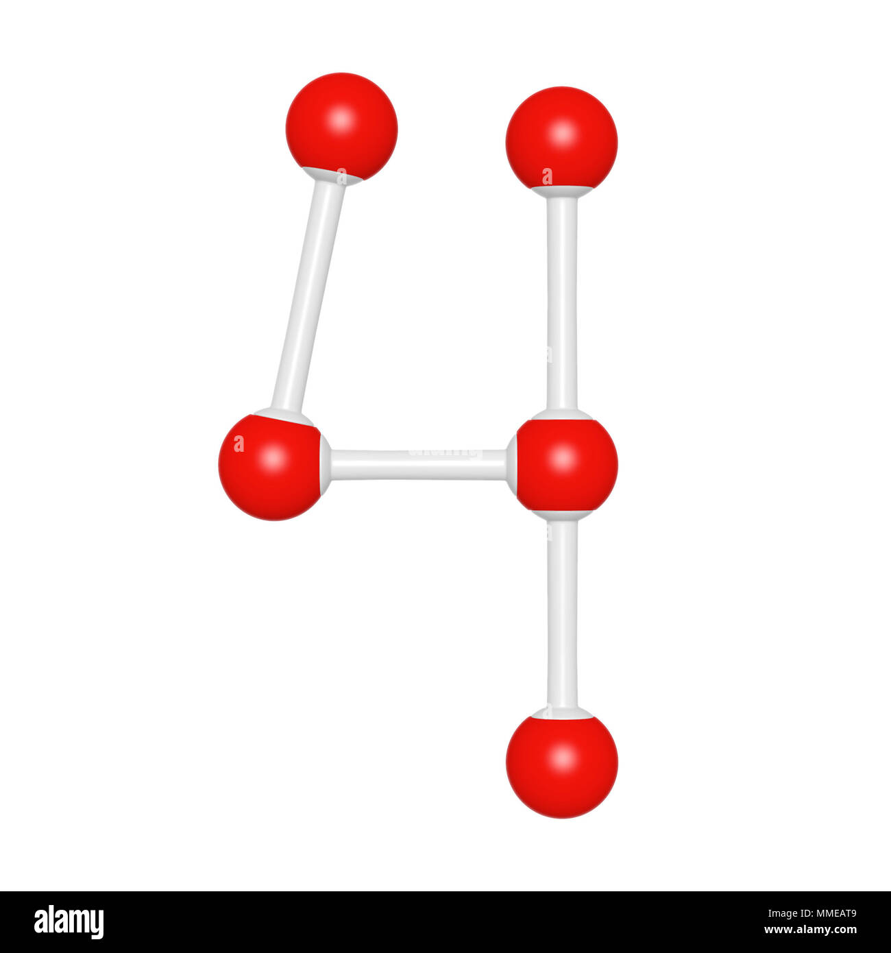 Molecule structure like mathematical digit 4 or four on white ...