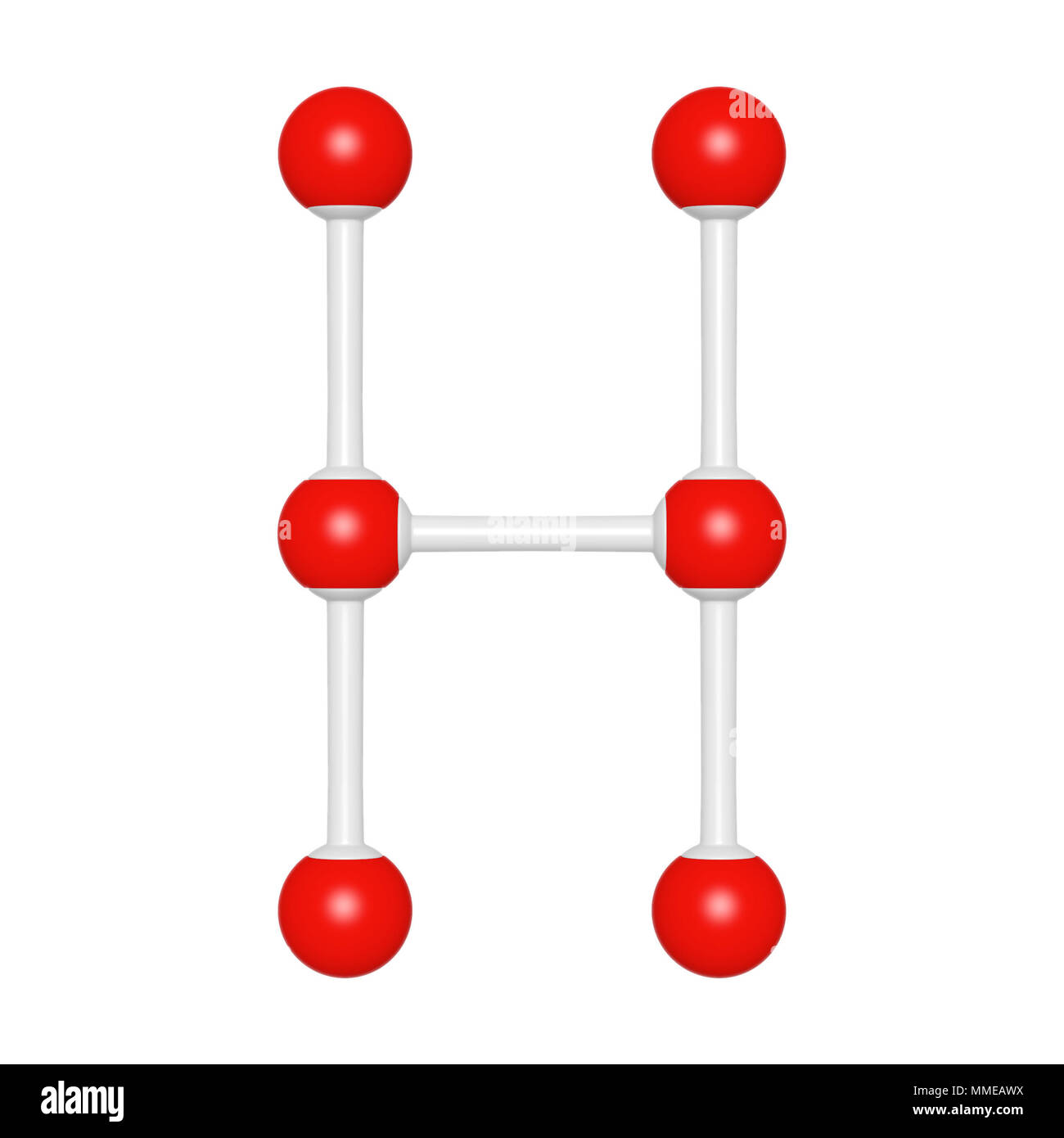 Molecule structure like capital letter H on white background, 3D ...