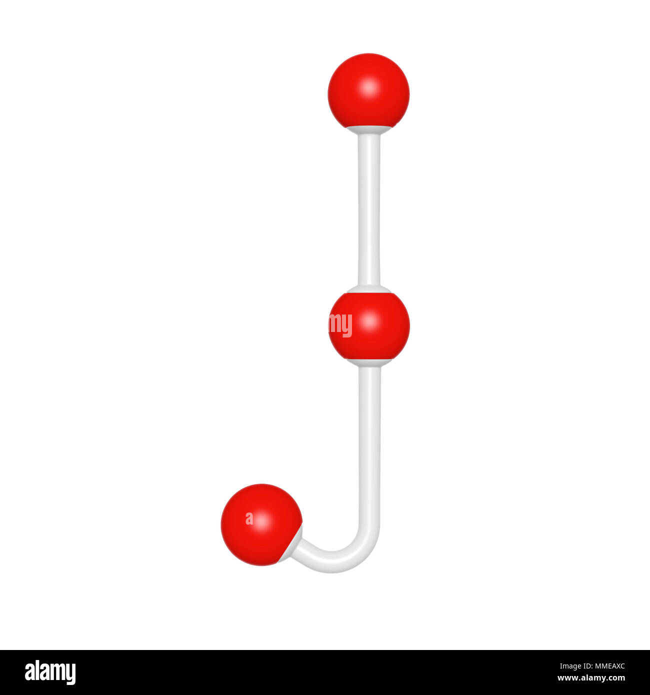 Molecule structure like capital letter J on white background, 3D ...