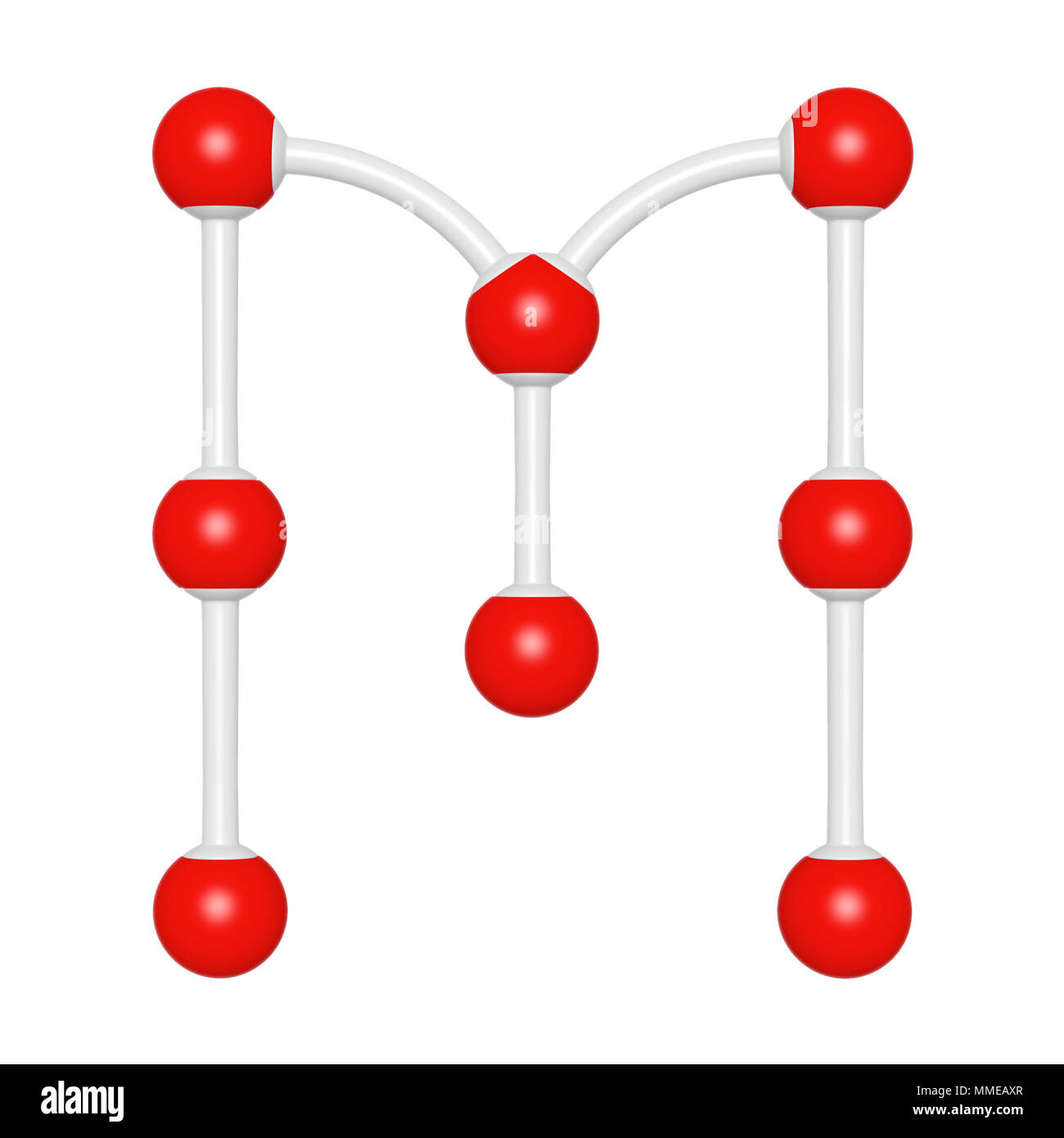 Molecule structure like capital letter M on white background, 3D ...