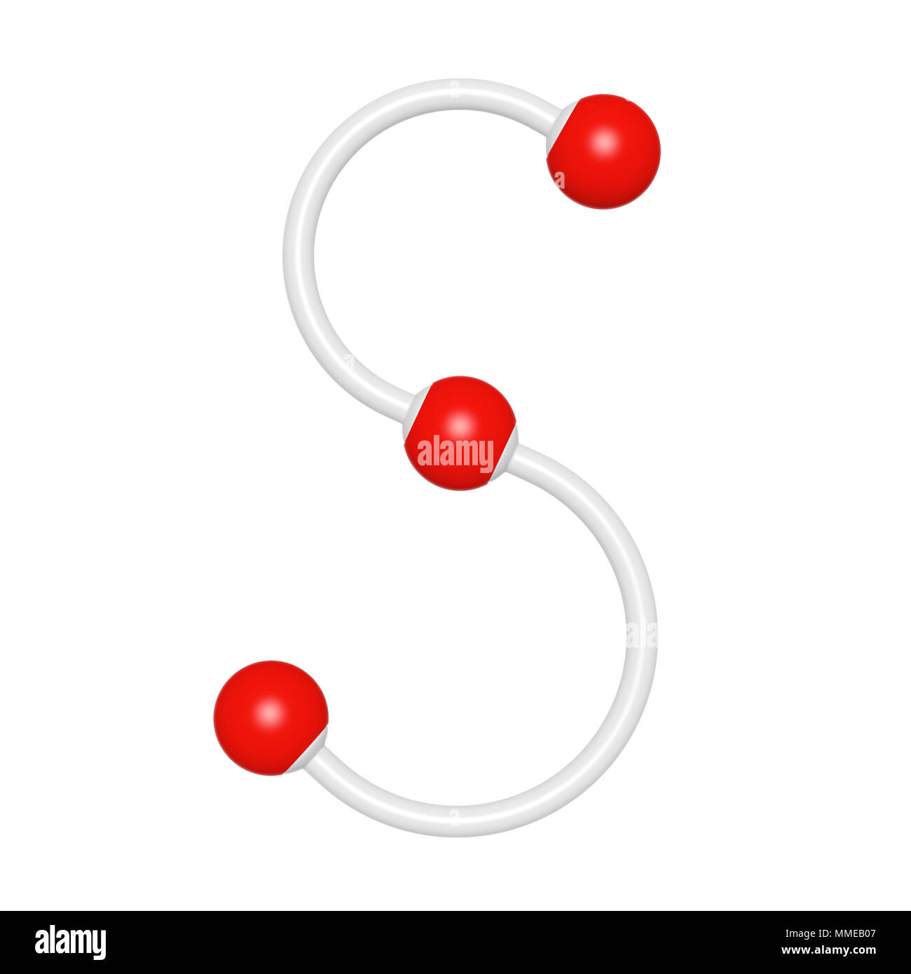 Molecule structure like capital letter S on white background, 3D ...