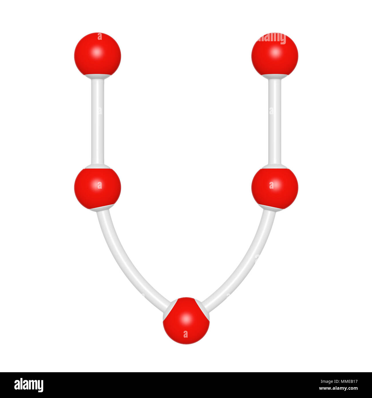 Molecule structure like capital letter V on white background, 3D ...