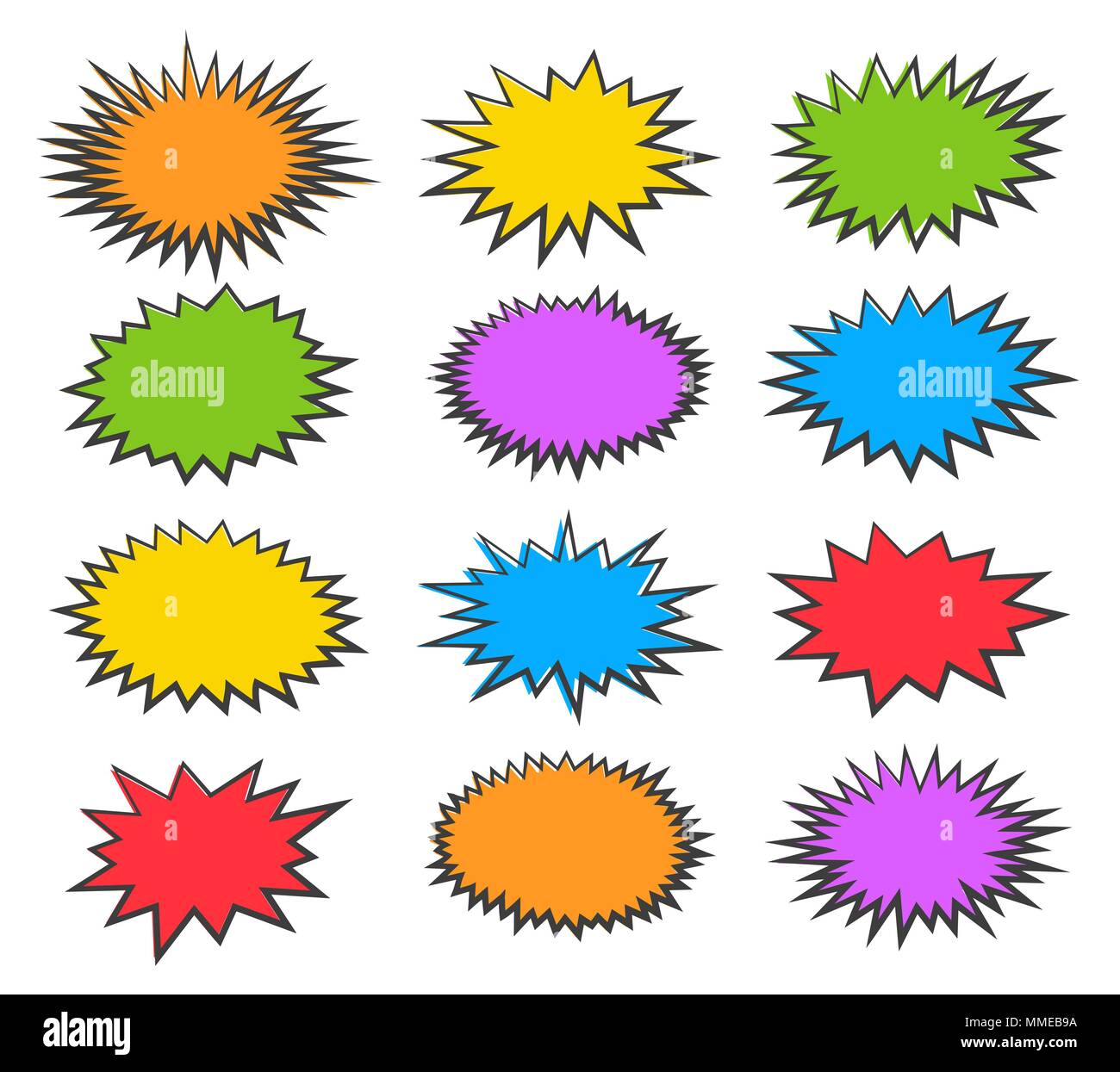 Starburst bubbles. Vector boom or explosion comic speech bubble set, bursting splash shapes on ...