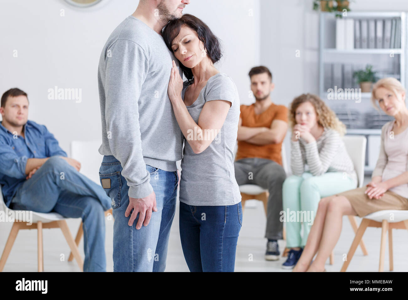 Group therapy session for couples with trust issues Stock Photo - Alamy