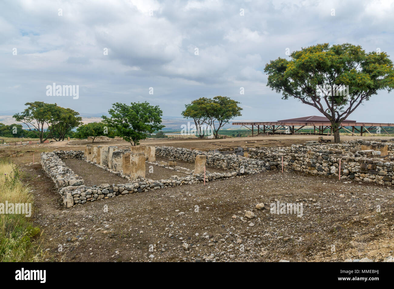 View of Israelite buildings remains, in Tel Hazor National Park, a ...