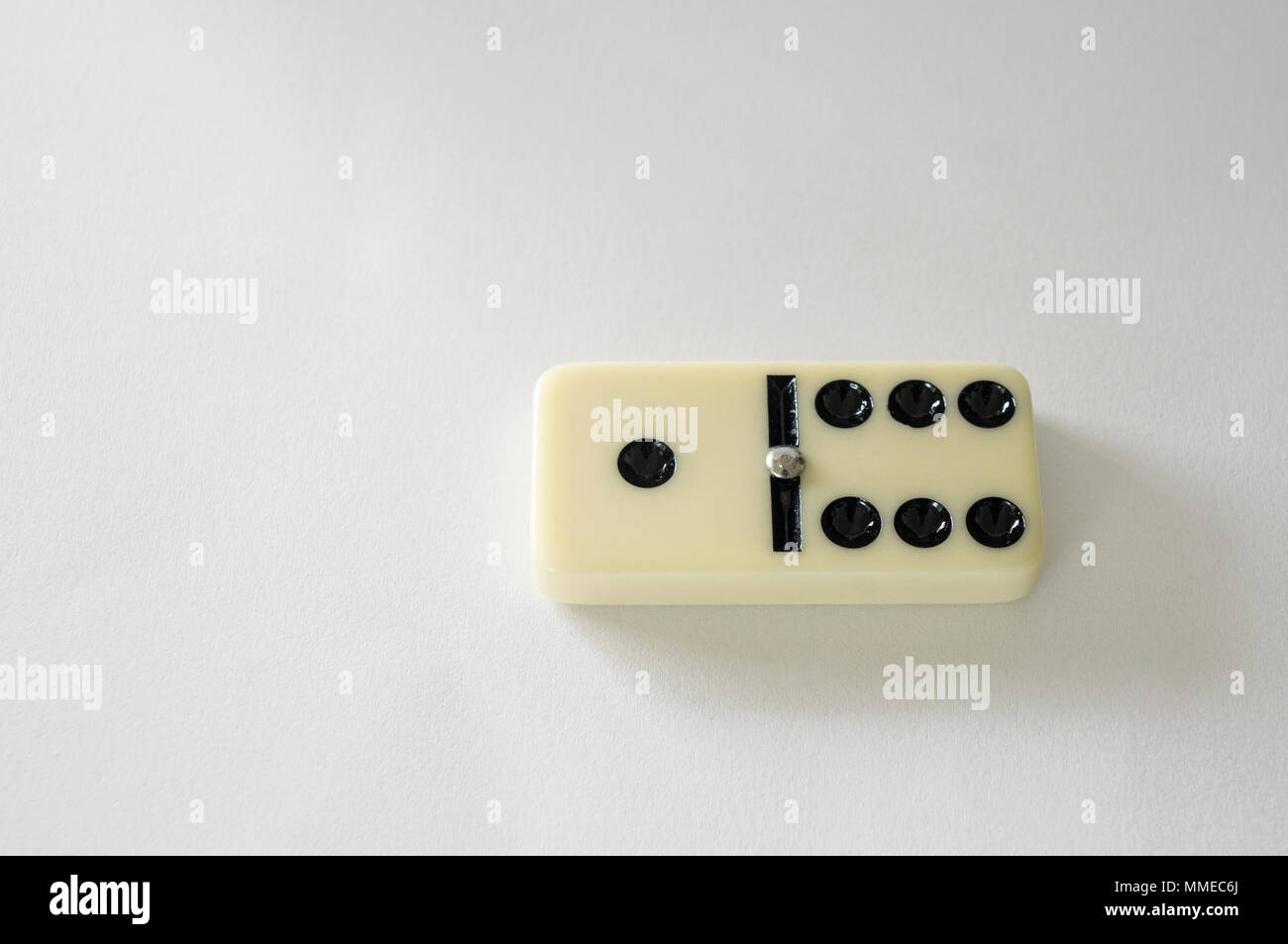 domino isolated white background six one game piece Stock Photo - Alamy