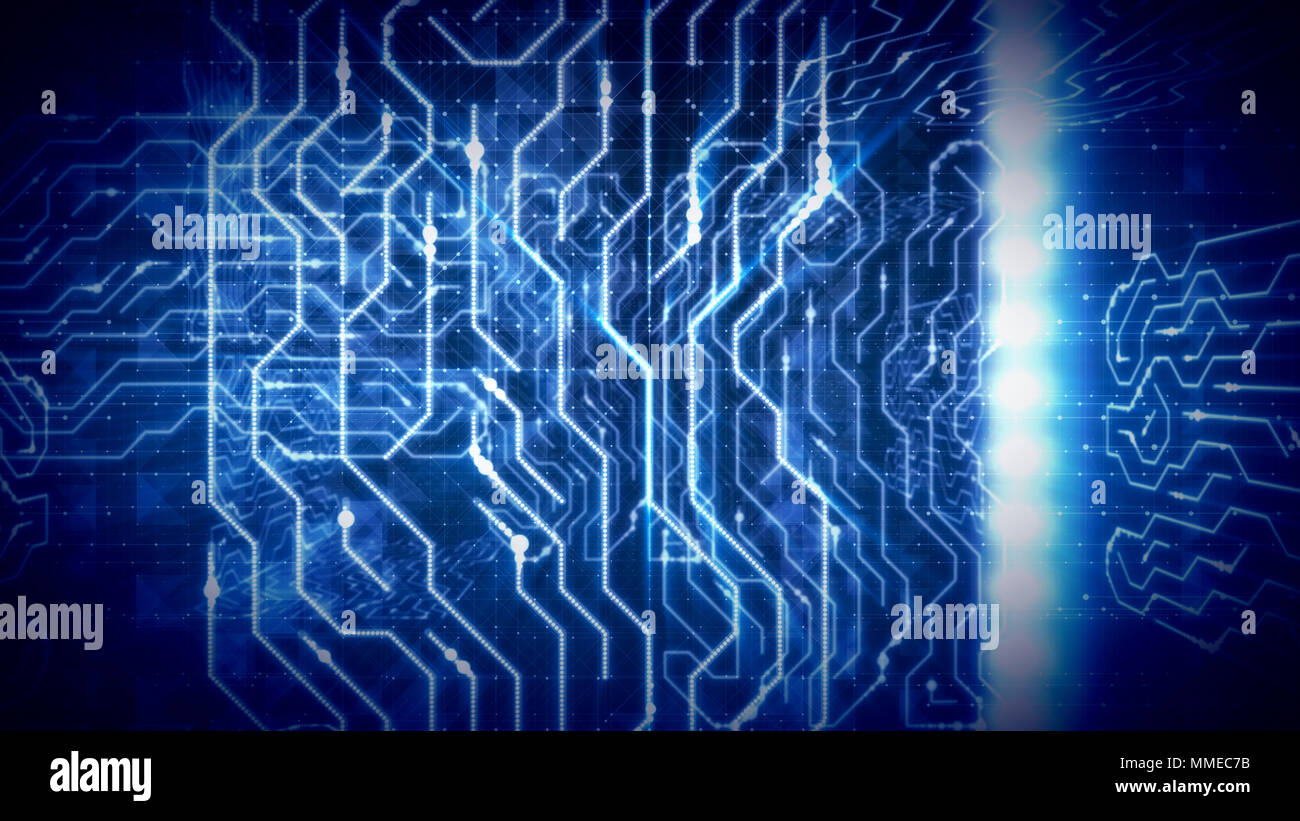 A striking 3d illustration of a volumetric circuit board with a network ...