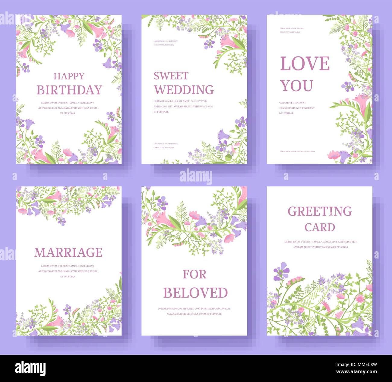 Set of flower invitation cards or banner brochure illustration design ...