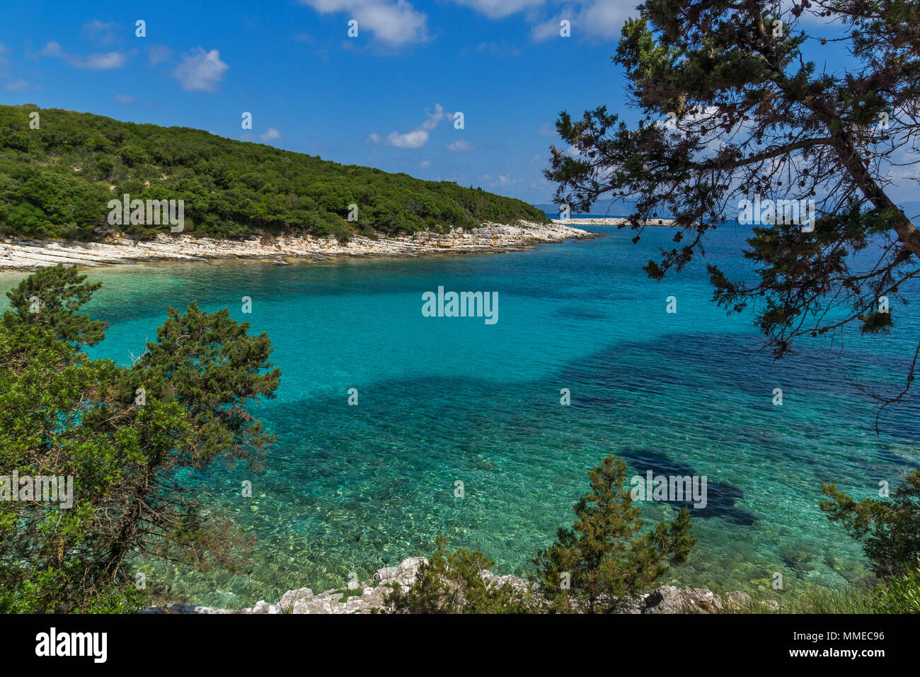 Seascape of Emblisi Fiskardo Beach, Kefalonia, Ionian islands, Greece ...
