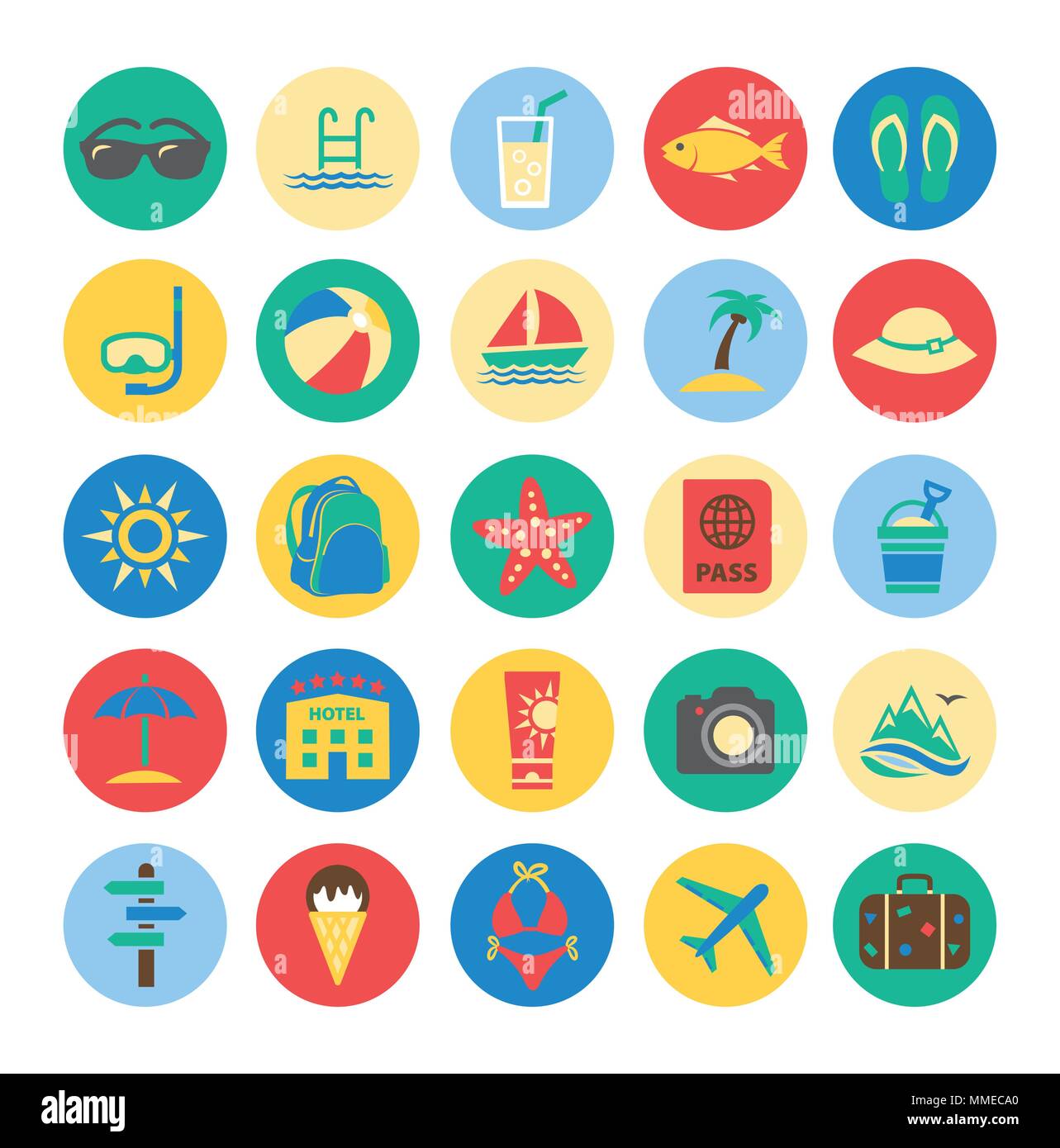 Summer Colorful Icons Stock Vector Image & Art - Alamy