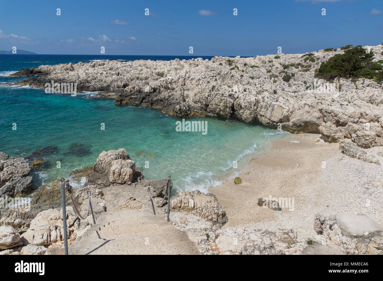 Blue waters of Alaties Beach, Kefalonia, Ionian islands, Greece Stock ...