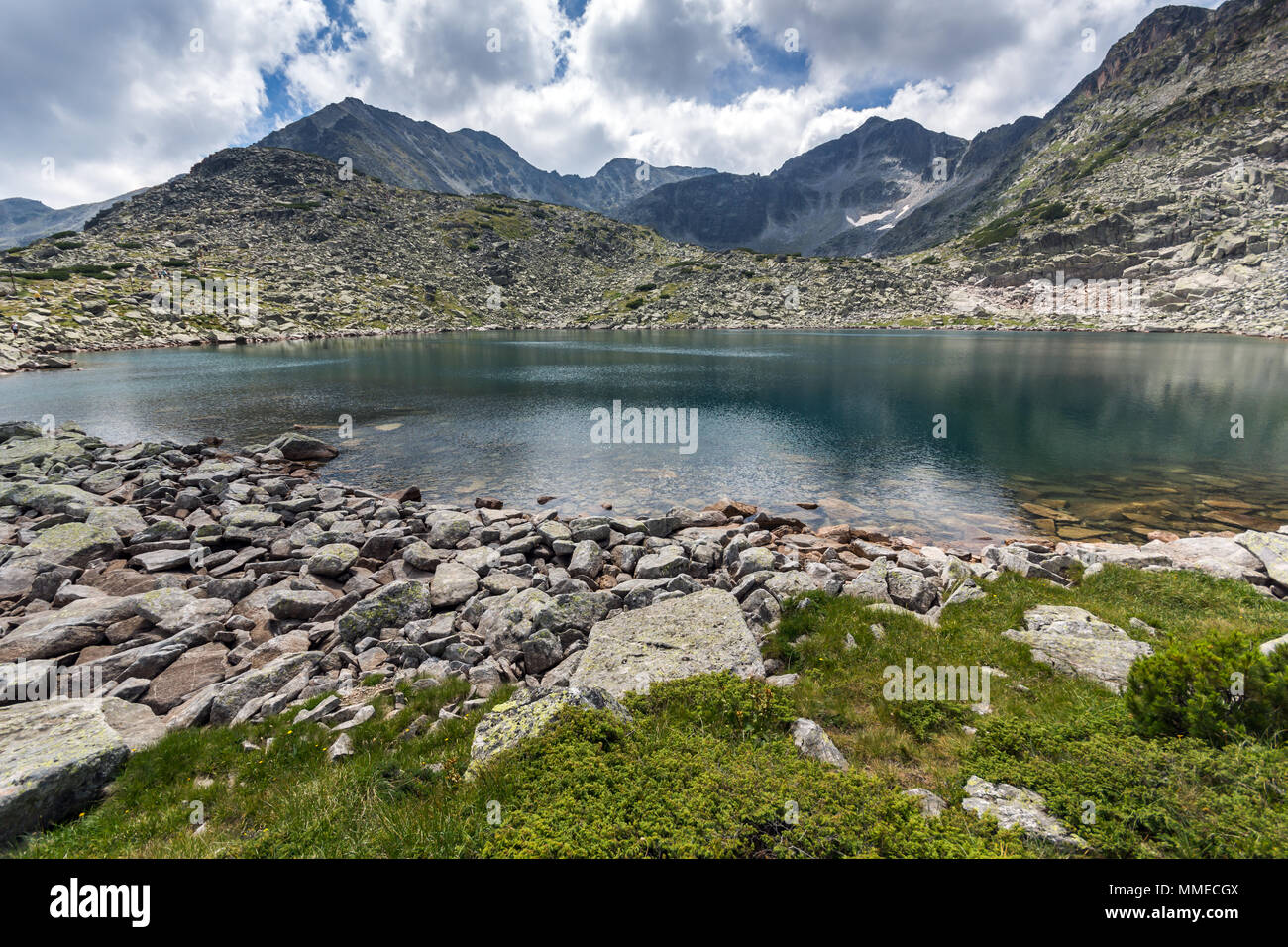 Amazing view of Musala peak and reflection in Musalenski lakes, Rila ...