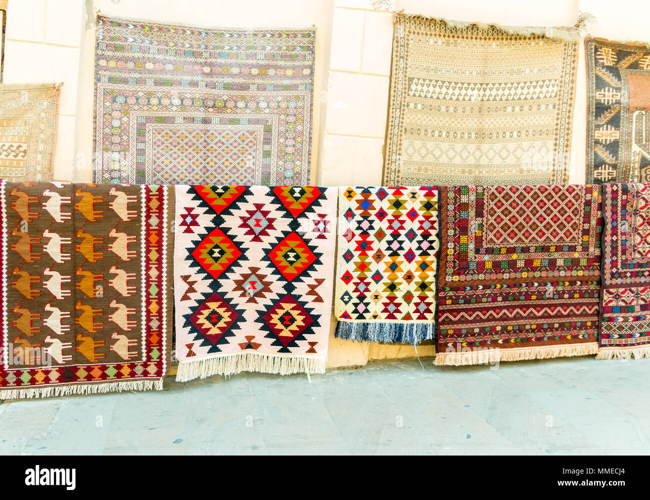 Group of precious ancient colored wool Azeri ancient carpets made by ...