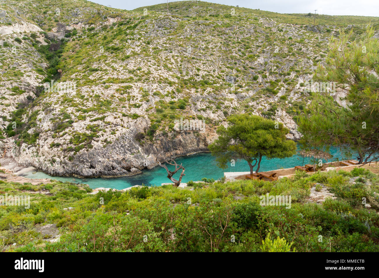 Amazing Panorama of Limnionas beach bay at Zakynthos island, Greece ...