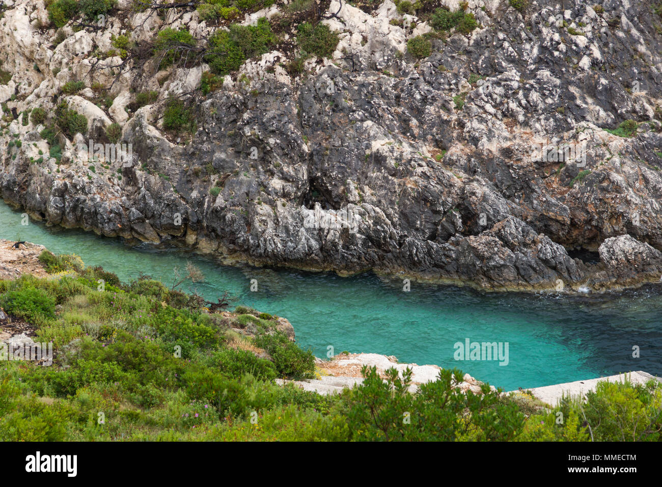 Amazing Panorama of Limnionas beach bay at Zakynthos island, Greece ...