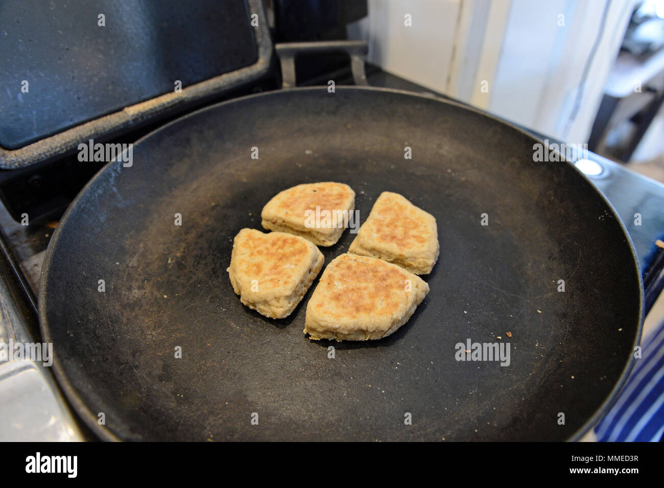 Scottish bannock or scone made as a flat quick bread prepared round ...