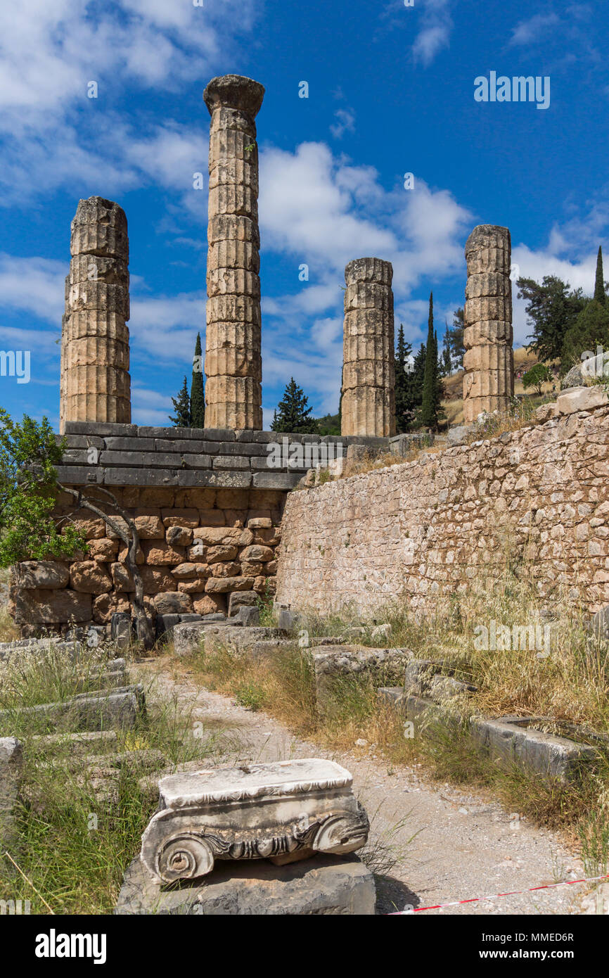 Columns in The Temple of Apollo in Ancient Greek archaeological site of ...
