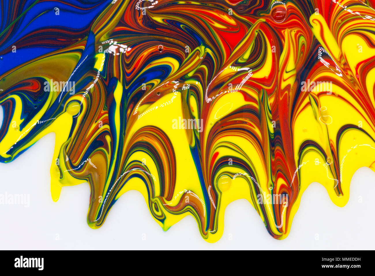 Abstract background of red yellow and blue paint splat / swirl Stock ...