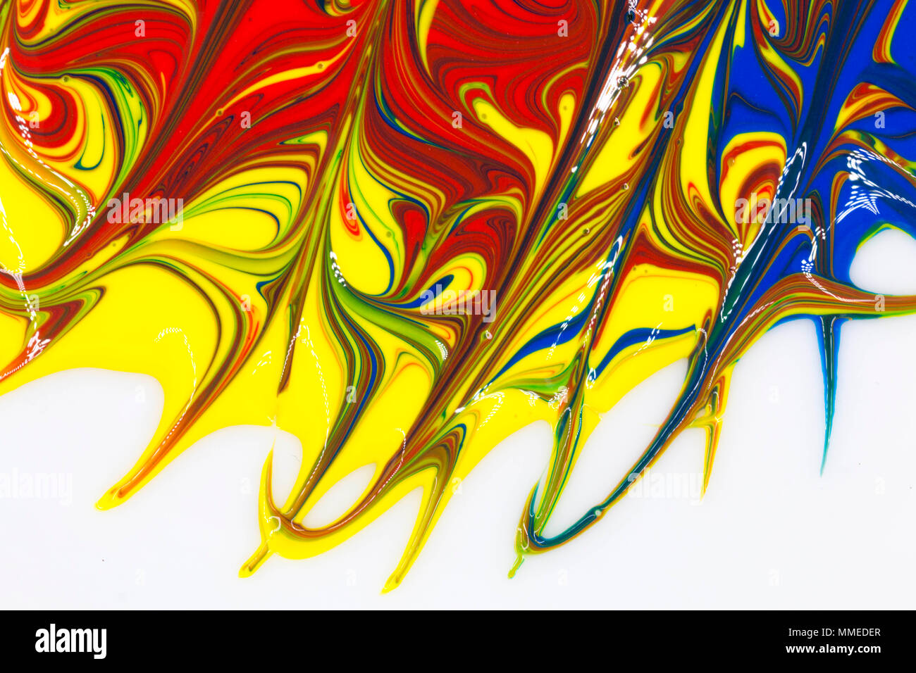 Abstract background of red yellow and blue paint splat / swirl Stock ...