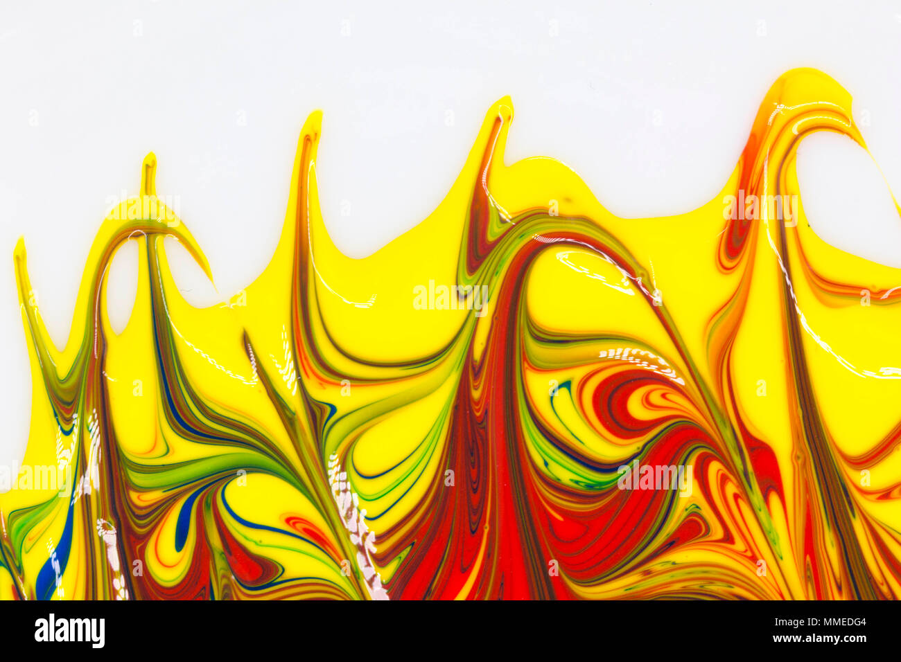 Abstract background of red yellow and blue paint splat / swirl Stock ...