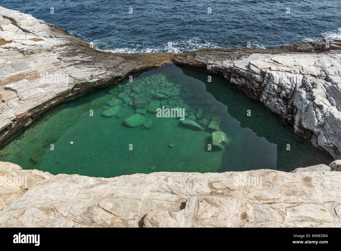 Amazing view of Giola Natural Pool in Thassos island, East Macedonia ...