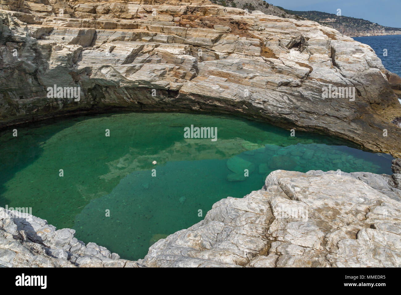 Amazing view of Giola Natural Pool in Thassos island, East Macedonia ...