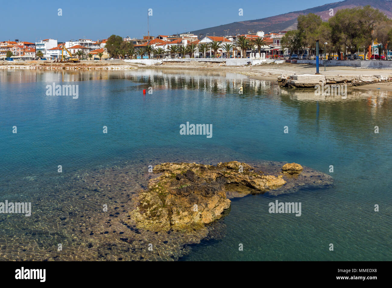 Panorama to Beach of Limenaria, Thassos island, East Macedonia and ...