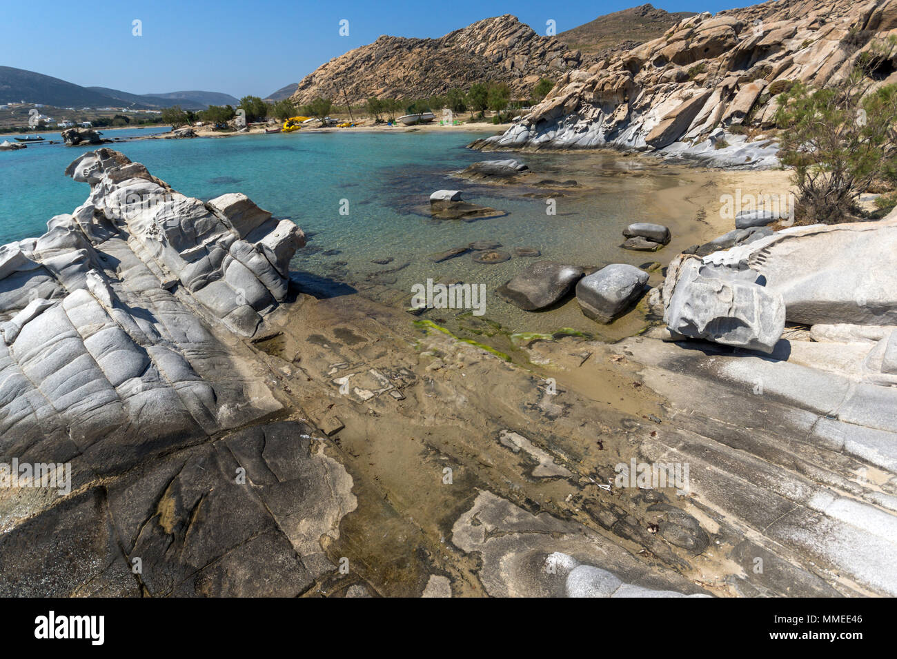 Blue Waters of Kolymbithres beach, Paros island, Cyclades, Greece Stock ...