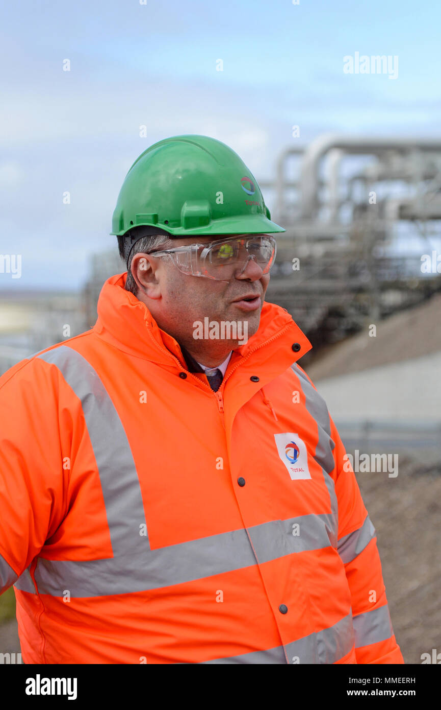 Patrick Pouyanné Total CEO visiting the Total gas plant in the Shetland ...