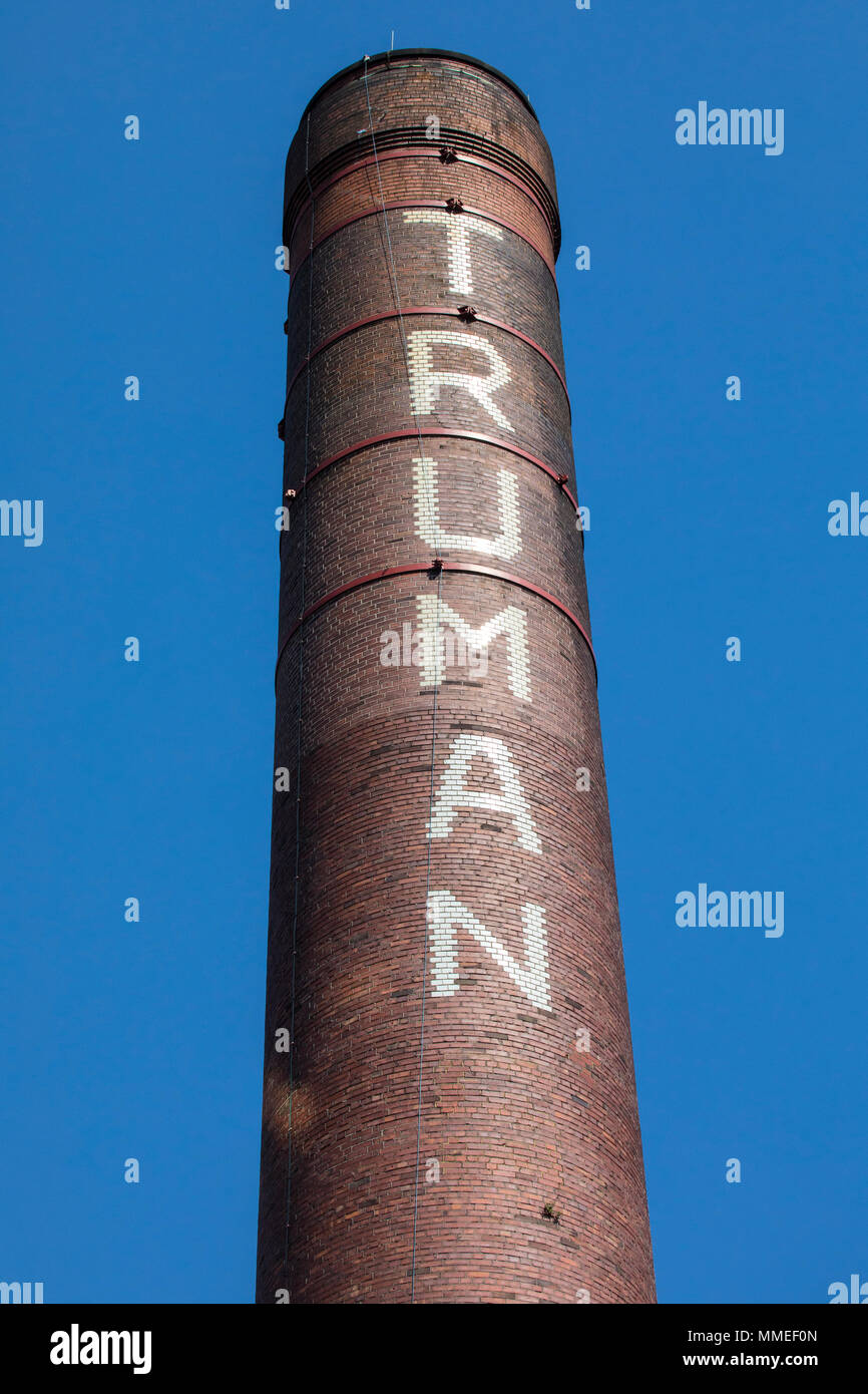LONDON, UK - APRIL 19TH 2018: The old chimney of the former Truman ...