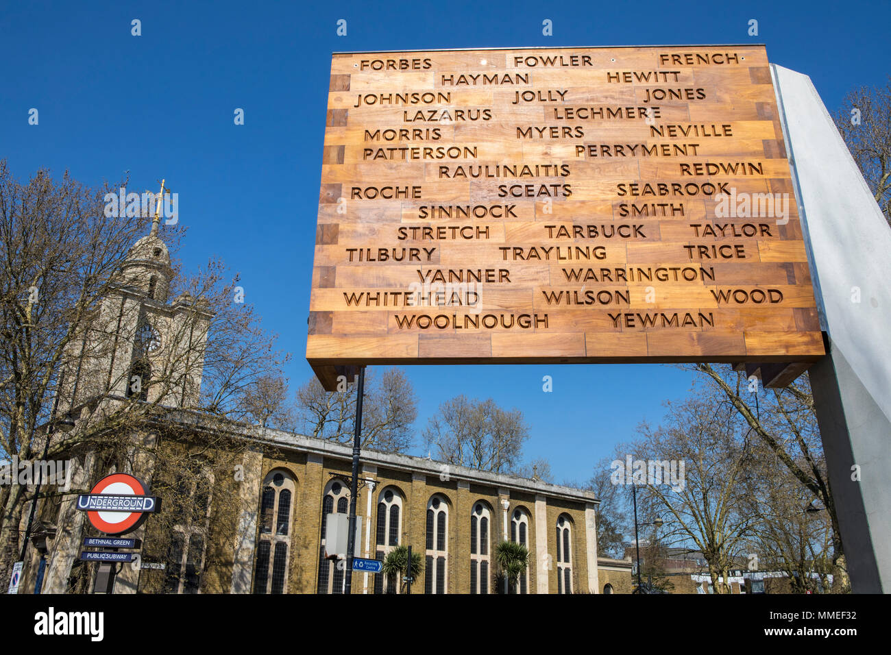 LONDON, UK - APRIL 19TH 2018: A view of the World War Two Bethnal Green ...