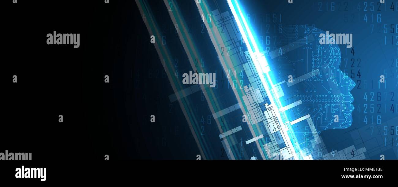 Abstract Artificial intelligence. Technology web background. Virtual ...