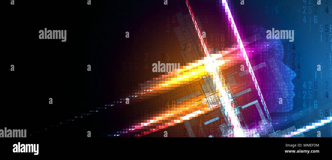 Abstract Artificial intelligence. Technology web background. Virtual ...