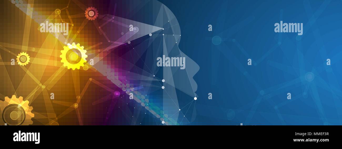 Abstract Artificial intelligence. Technology web background. Virtual ...