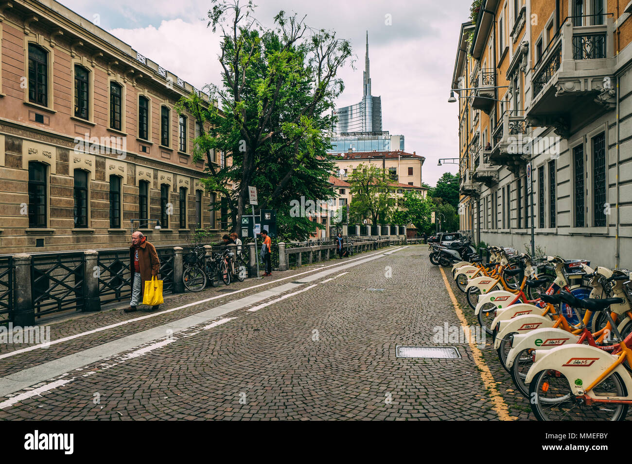 Street life in the famous city of Milan, Italy Stock Photo - Alamy