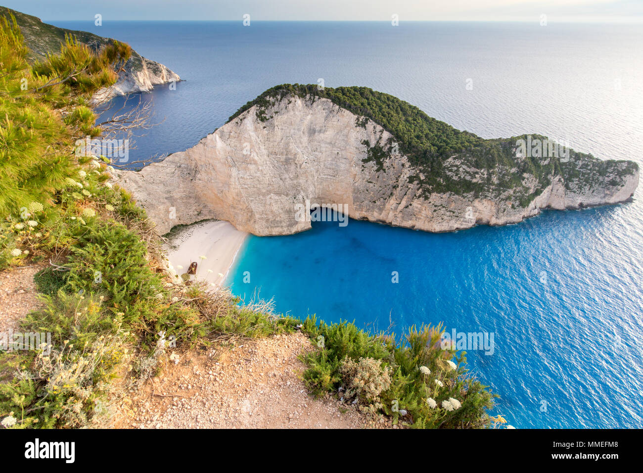 Panoramic view of Navagio Shipwreck beach, Zakynthos, Greece Stock ...